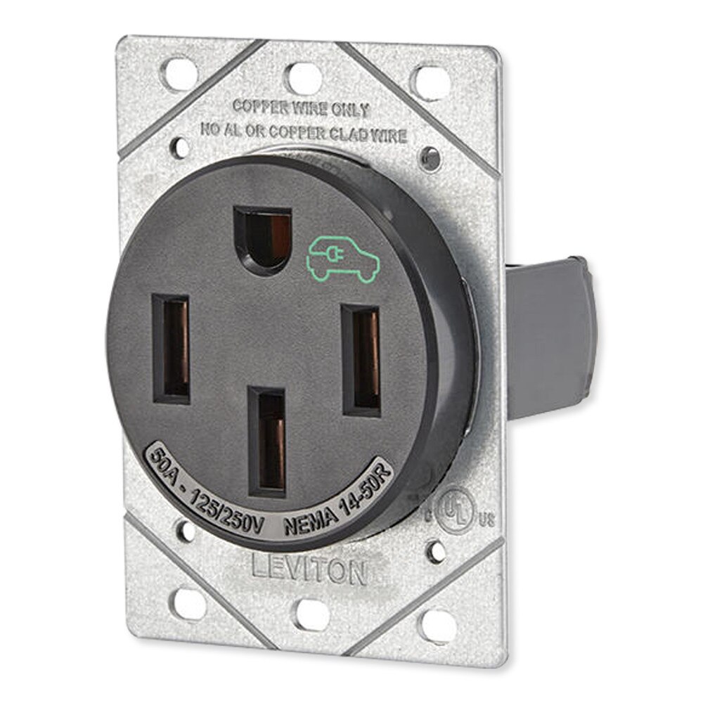 Leviton 50A Heavy Duty Flush Mount Receptacle/Outlet for EV Charging ...