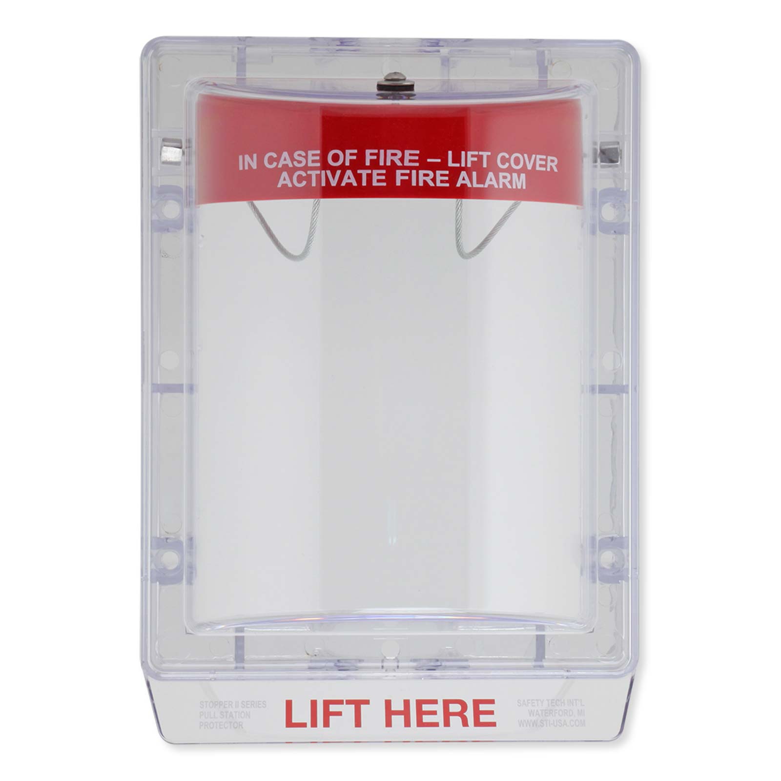 STI Stopper II Fire Alarm Cover With Spacer - Fire Label (Open Box)